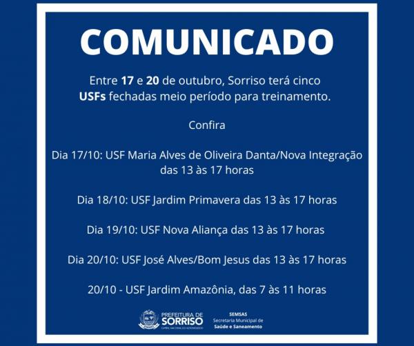 A partir de segunda-feira, 17, cinco USFs estarão fechadas me...